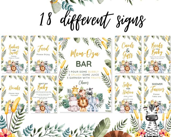 Editable Custom table Sign for baby shower party safari themed ...