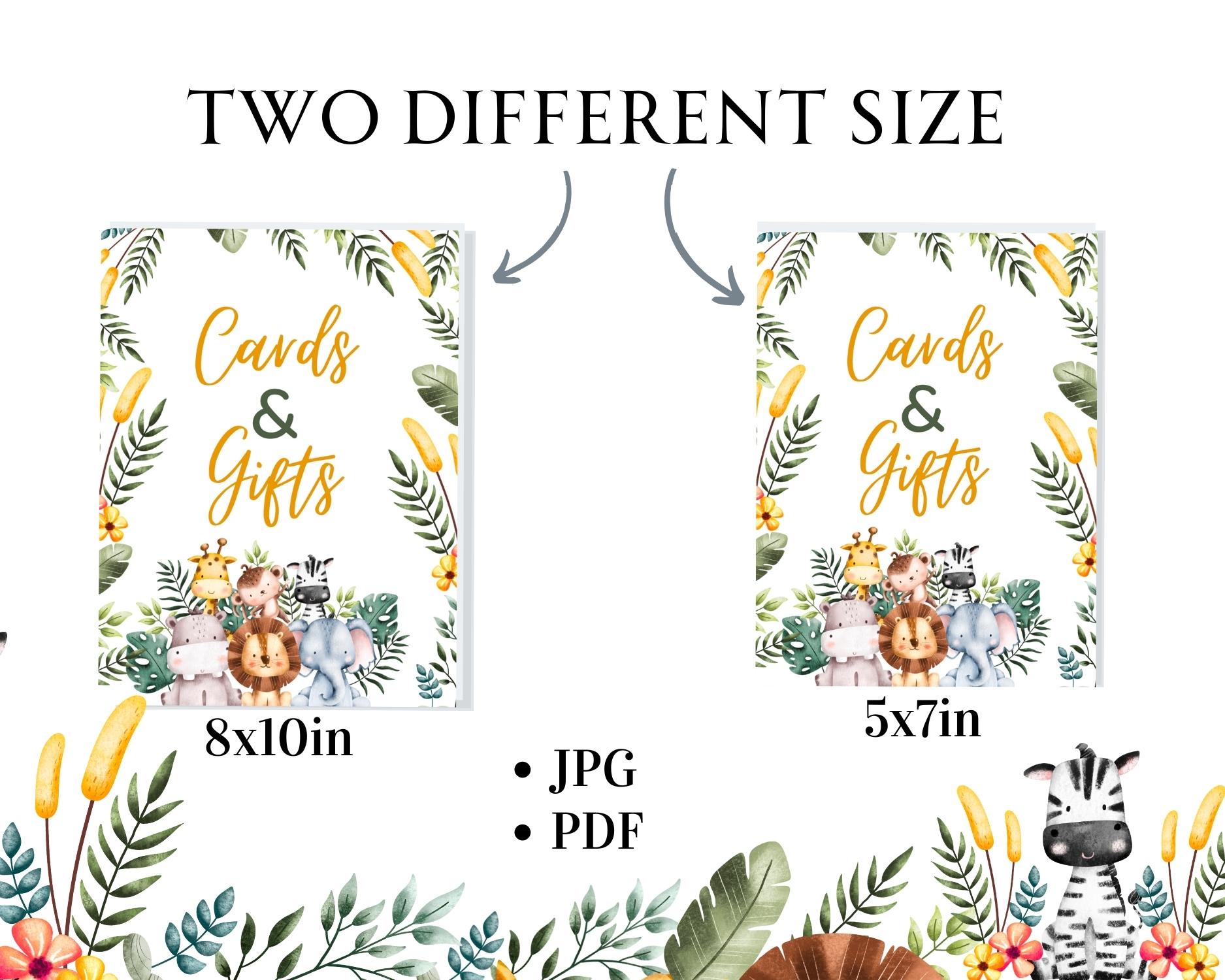 Safari Theme Baby Shower Cards and Gifts Sign: Printable Welcome ...