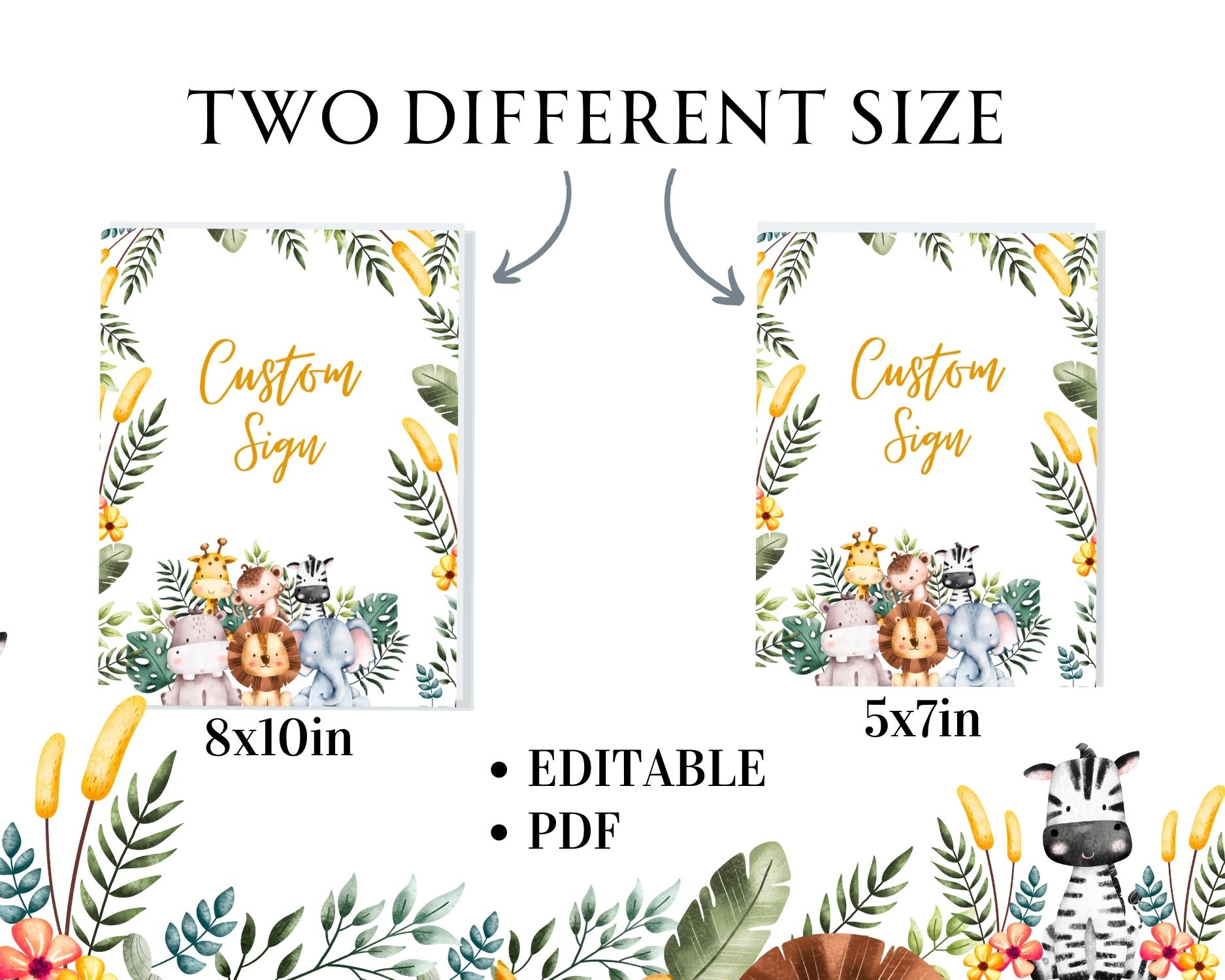 Editable Custom table Sign for baby shower party safari themed ...