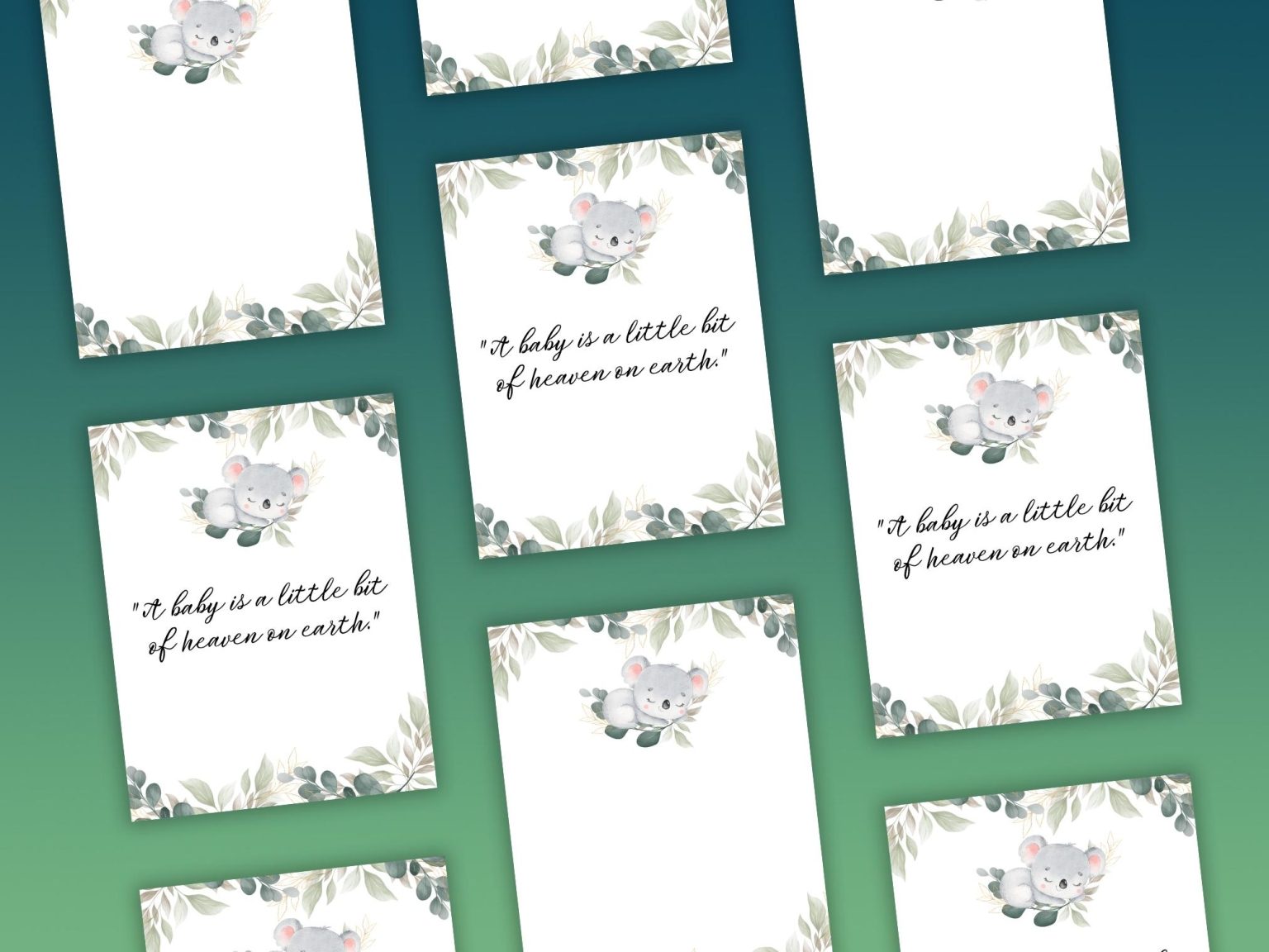 100+ Koala themed Baby Shower Printable Bundle editable Invitation ...