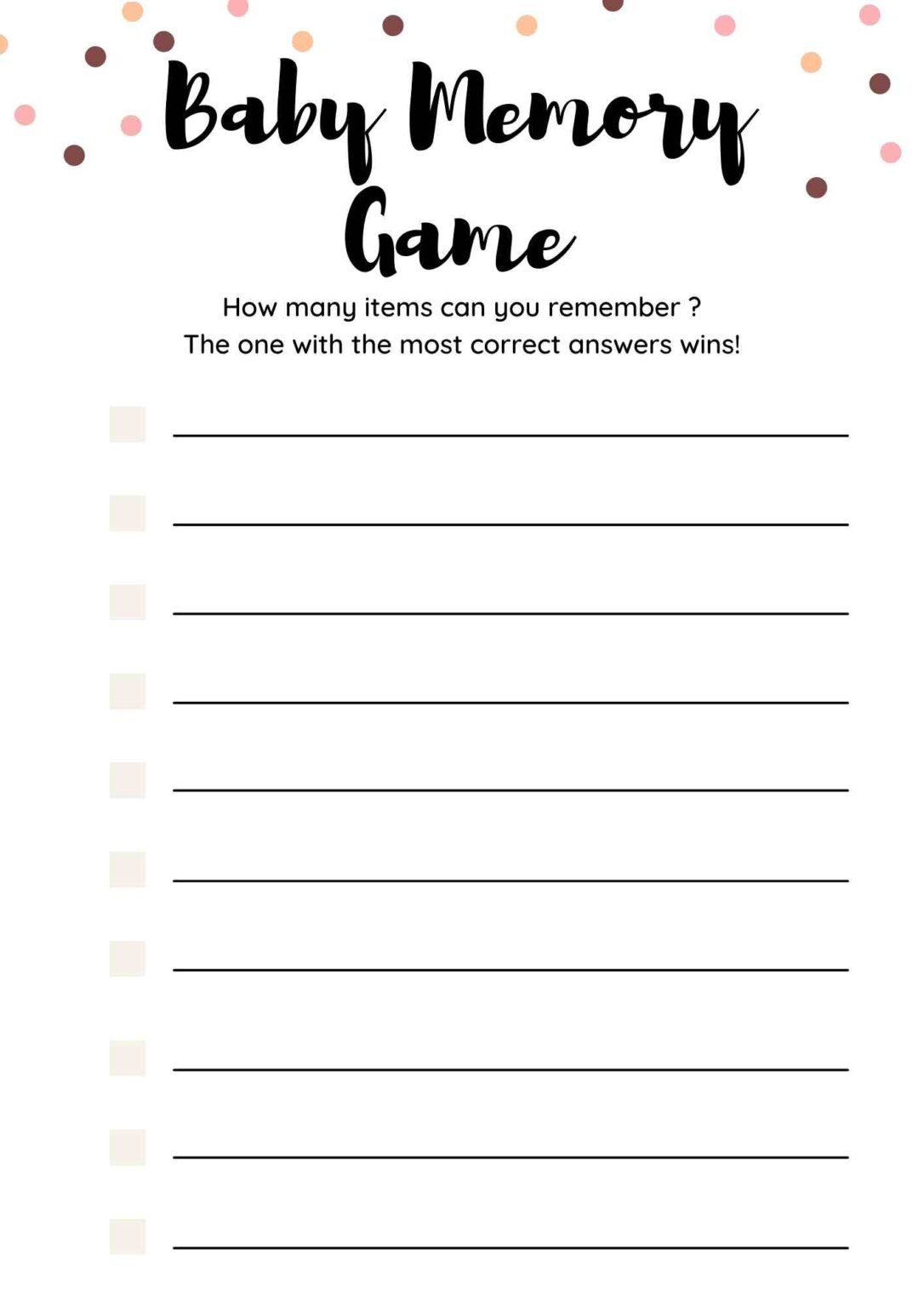 How to Play The Baby Shower Memory Game (Free Printable Included)