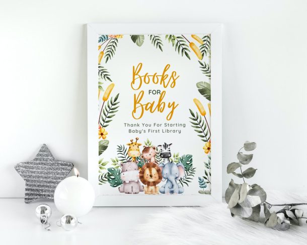 Safari Themed Books for Baby Sign: Printable Library Station Decor for ...