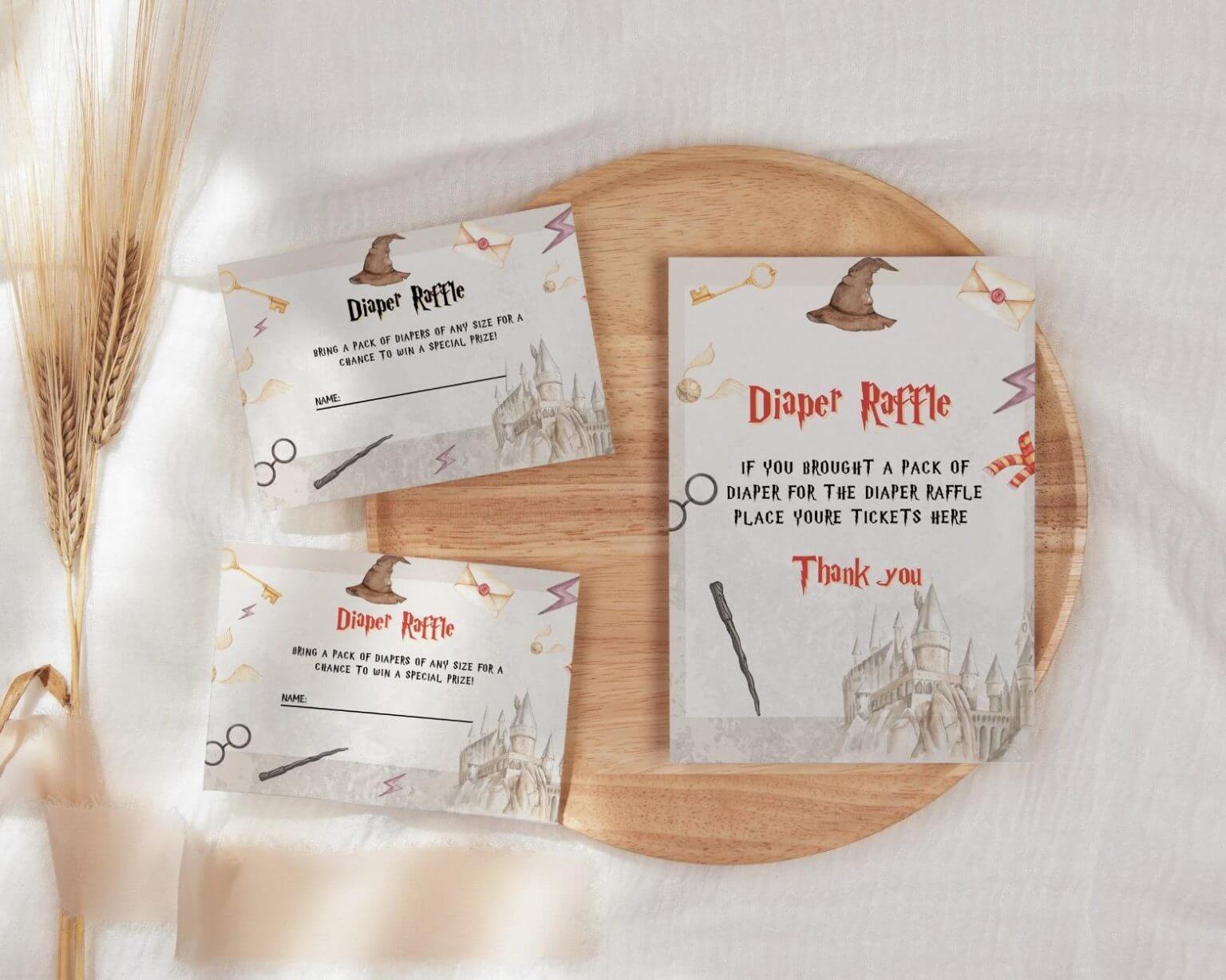 Harry Potter Diaper Raffle Set Printable, Magic school Baby Shower ...