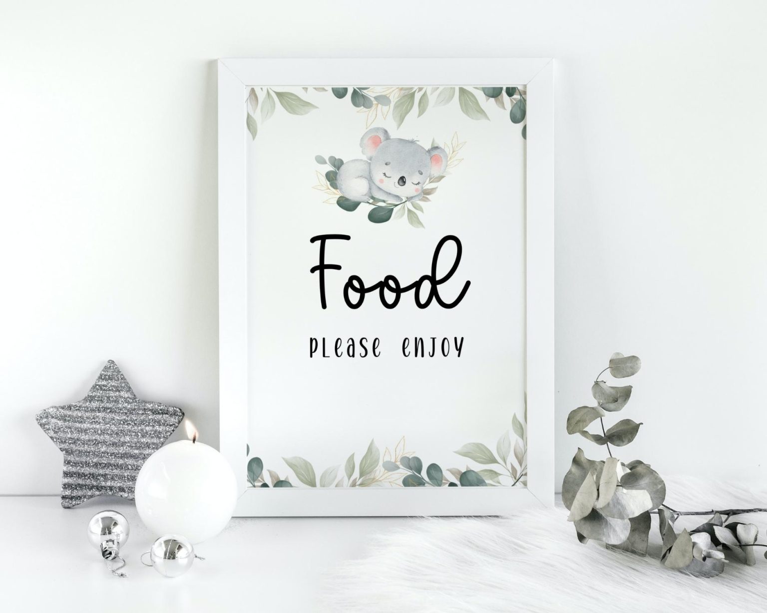 Food table Sign for baby shower koala themed - Planning baby shower