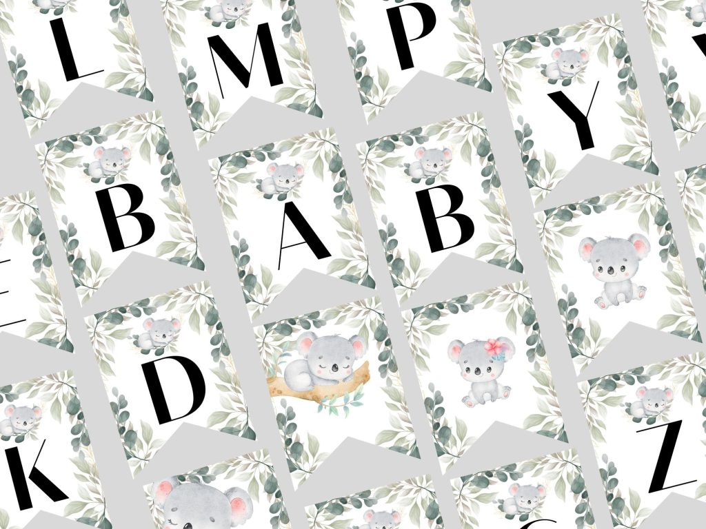 100+ Koala themed Baby Shower Printable Bundle editable Invitation ...