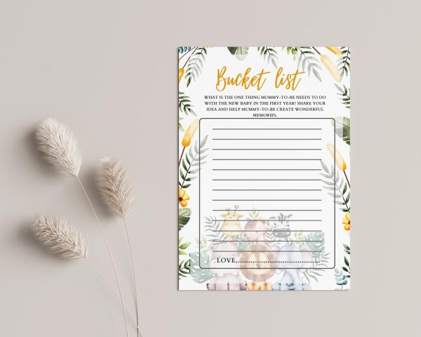 Safari themed Editable baby bucket list game: Editable PDF Download for ...
