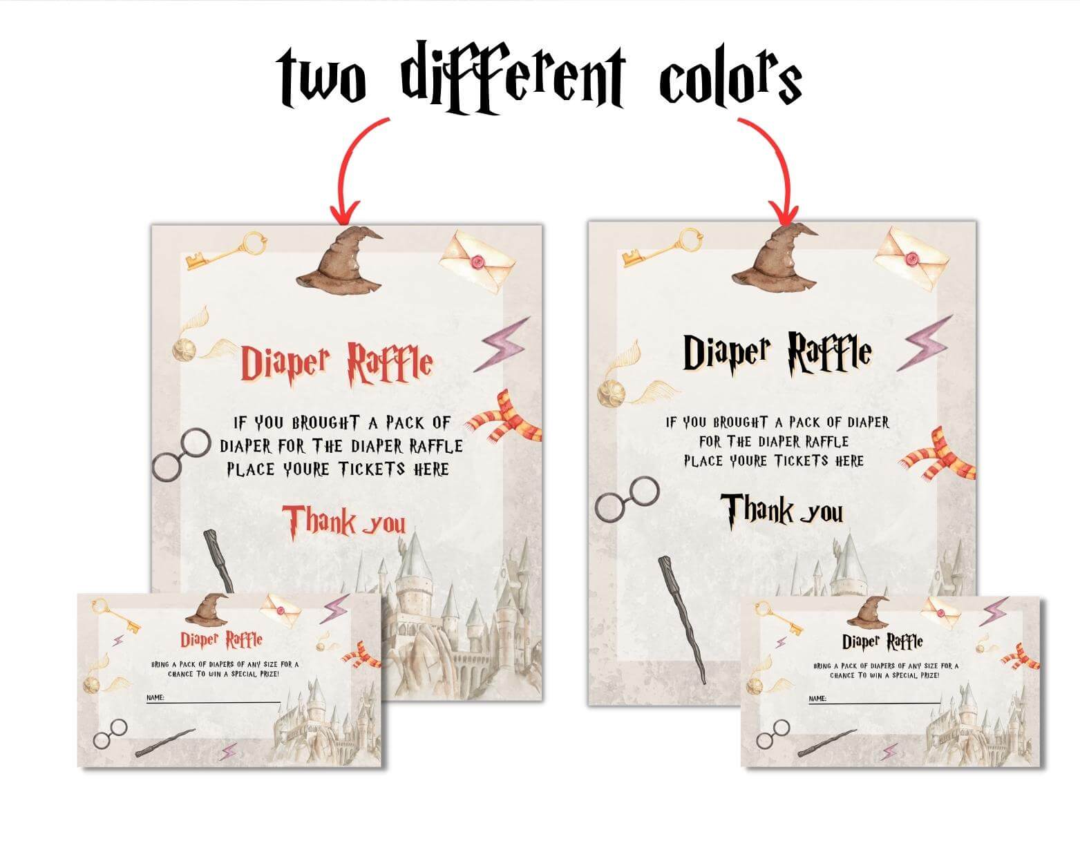 Harry Potter Diaper Raffle Set Printable, Magic school Baby Shower ...