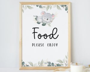 Food table Sign for baby shower koala themed - Planning baby shower