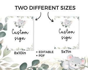 Custom Koala themed table Sign for baby shower party - Planning baby shower