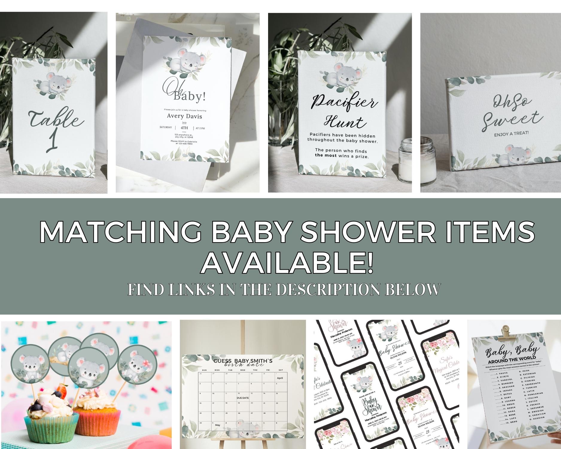 Selfie Station Table Sign printable for koala themed baby shower party ...